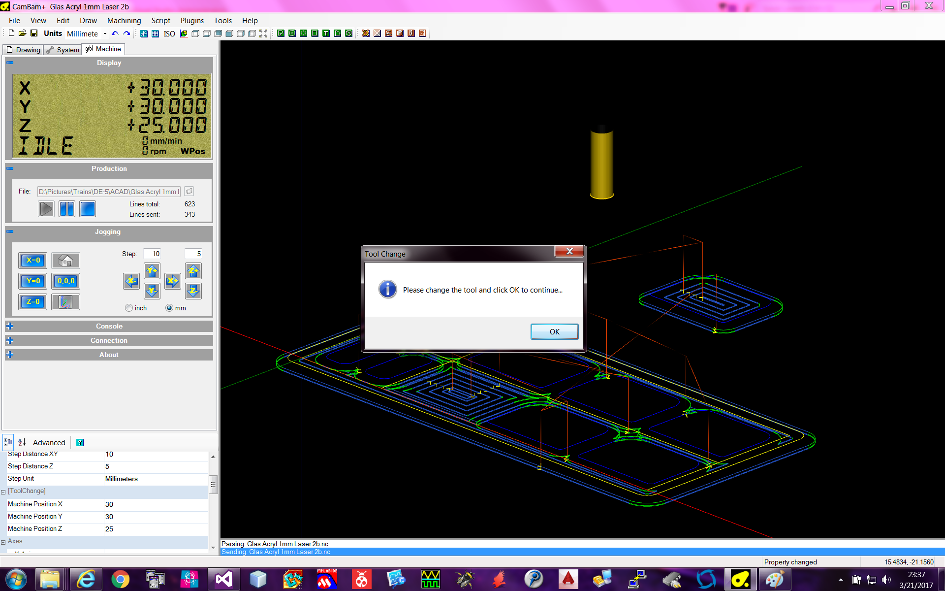 GRBL v1.1 Machine Control and GCODE sender Plugin